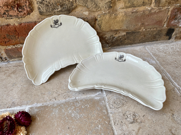 Antique Early 20th Century Large Half Moon Plate with Peacock ...