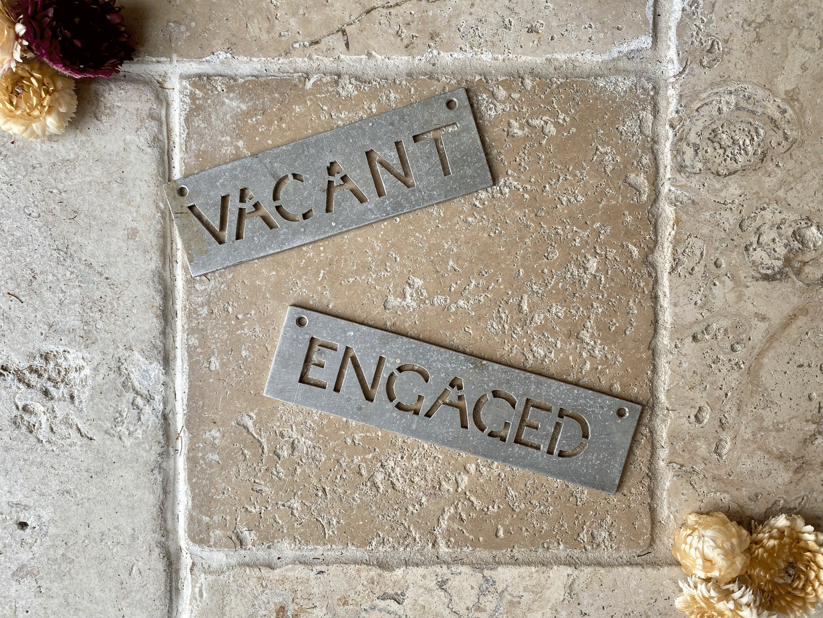 Vintage Metal Stencils - Vacant & Engaged Signs for Bathroom ...